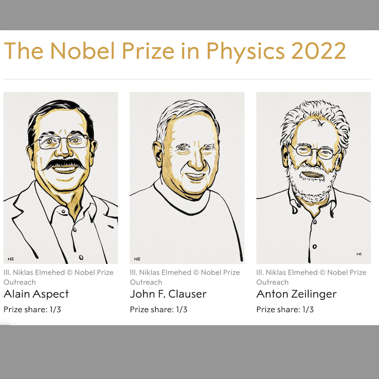2022諾貝爾物理獎得主Alain Aspect、John Clauser 與 Anton Zeilinger | 物理雙月刊